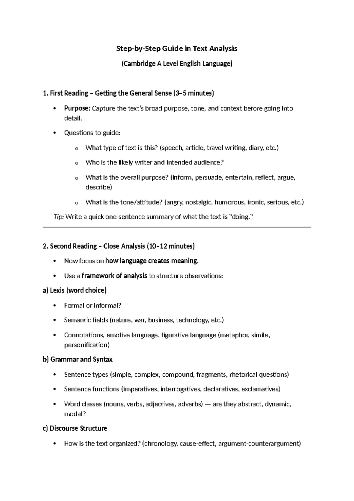 A Level English Language: Step-by-Step Text Analysis Guide - Studocu