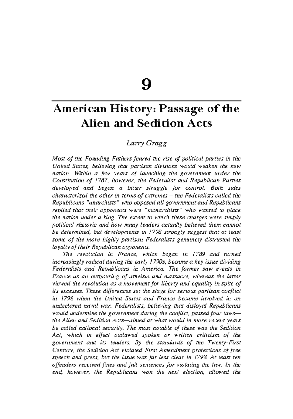 American History: Analysis of the Alien & Sedition Acts - Studocu