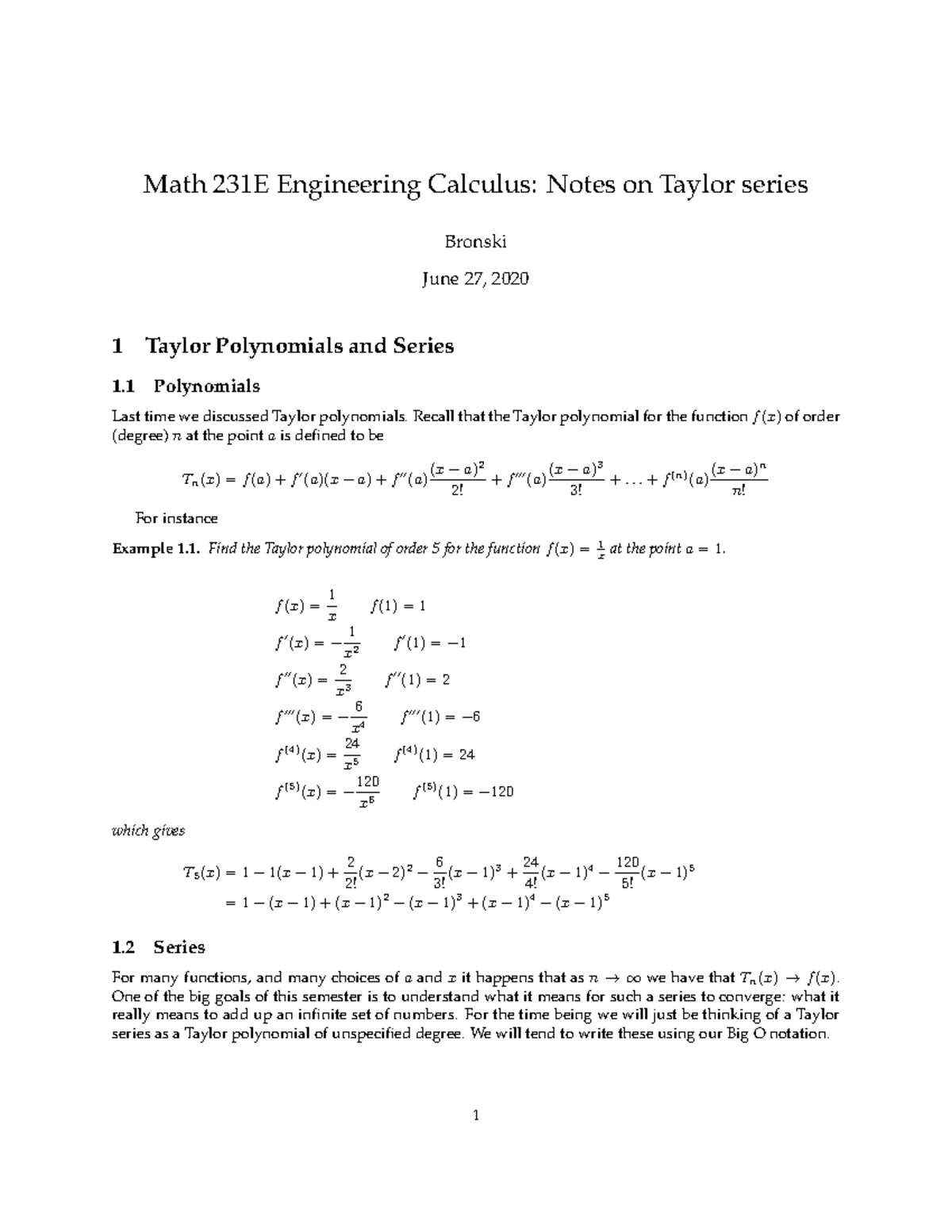 Math 231E Final Exam Notes: Exploring Taylor Series & Polynomials - Studocu