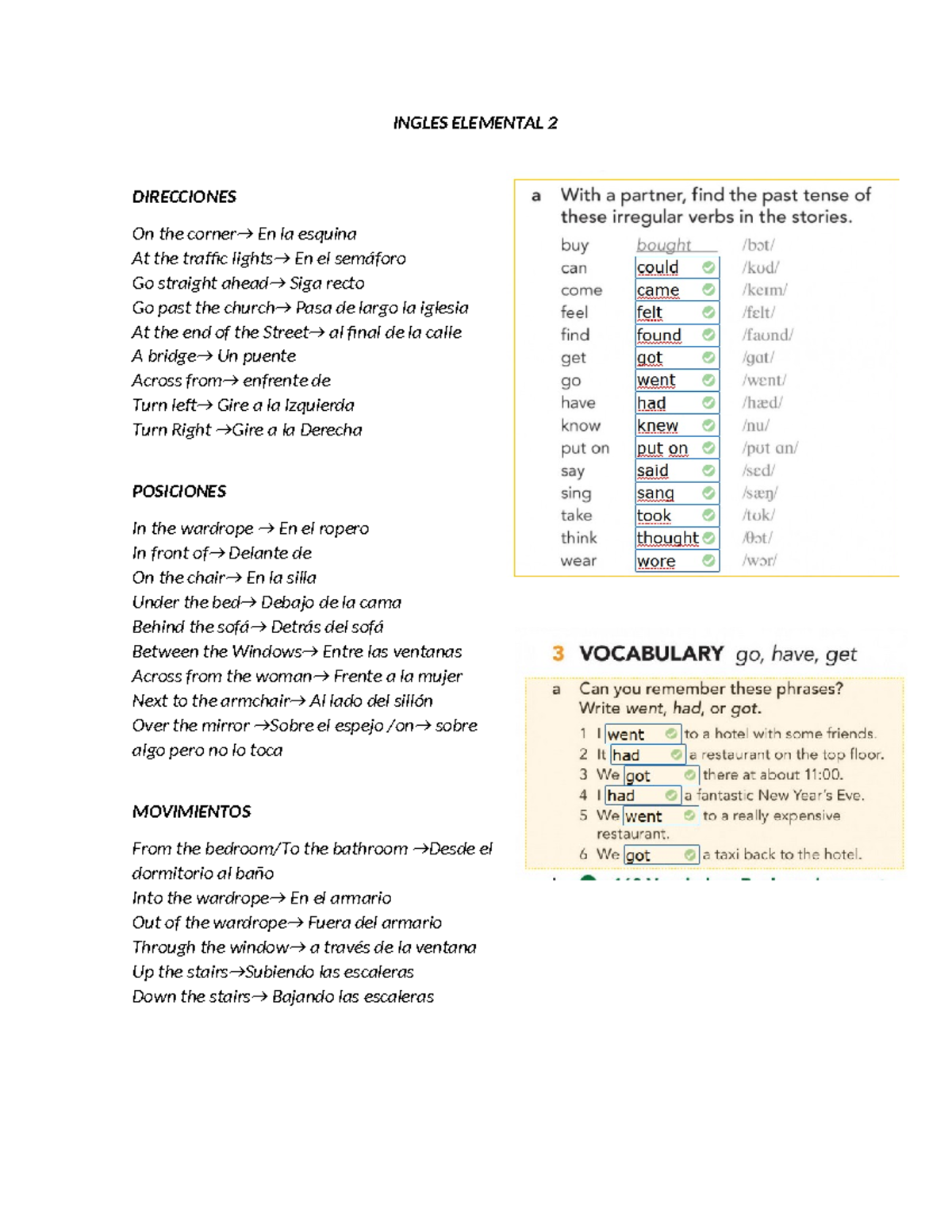 Ingles Elemental 2 - Vocabulario y Estructuras Básicas - Studocu