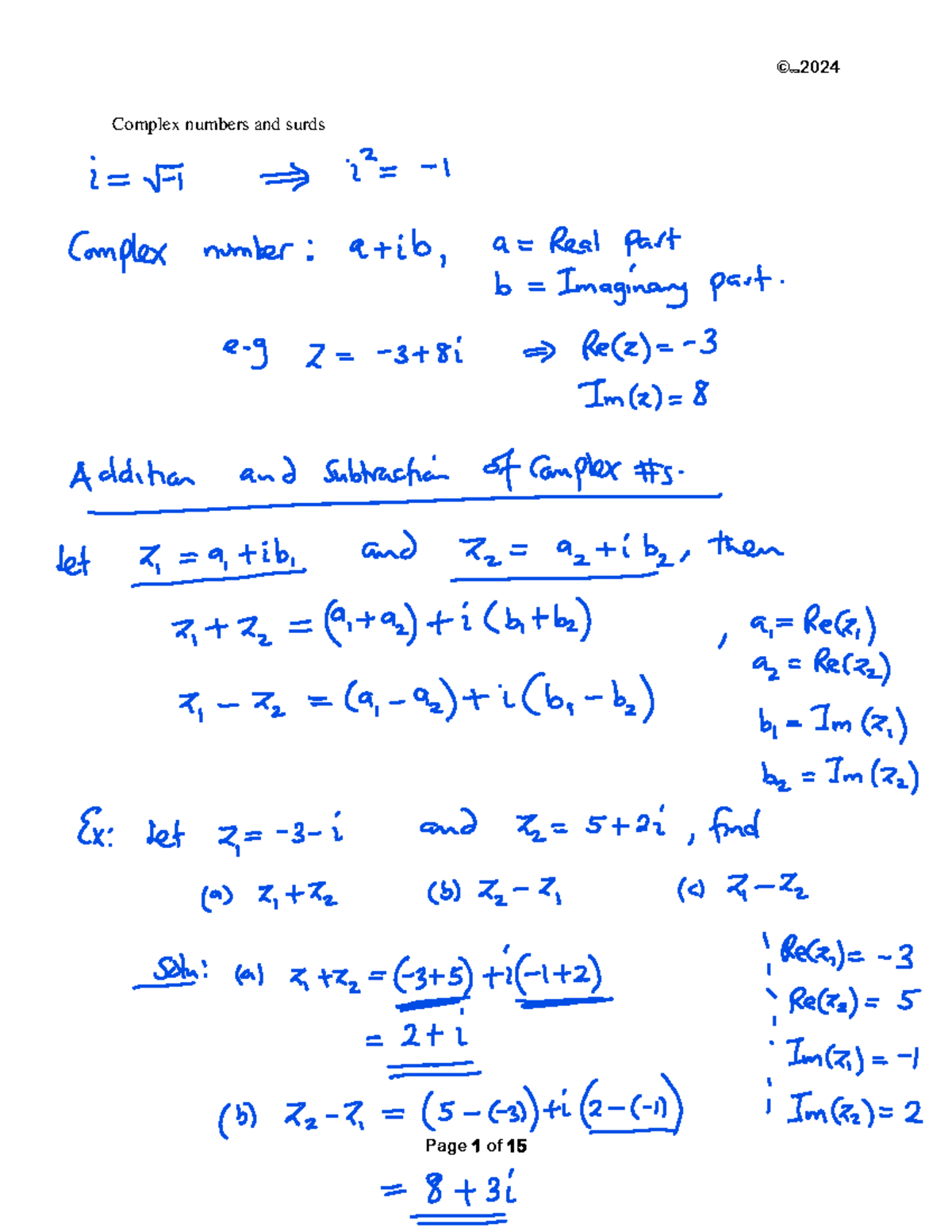 Complex numbers and surds - Environtal scicence - Studocu