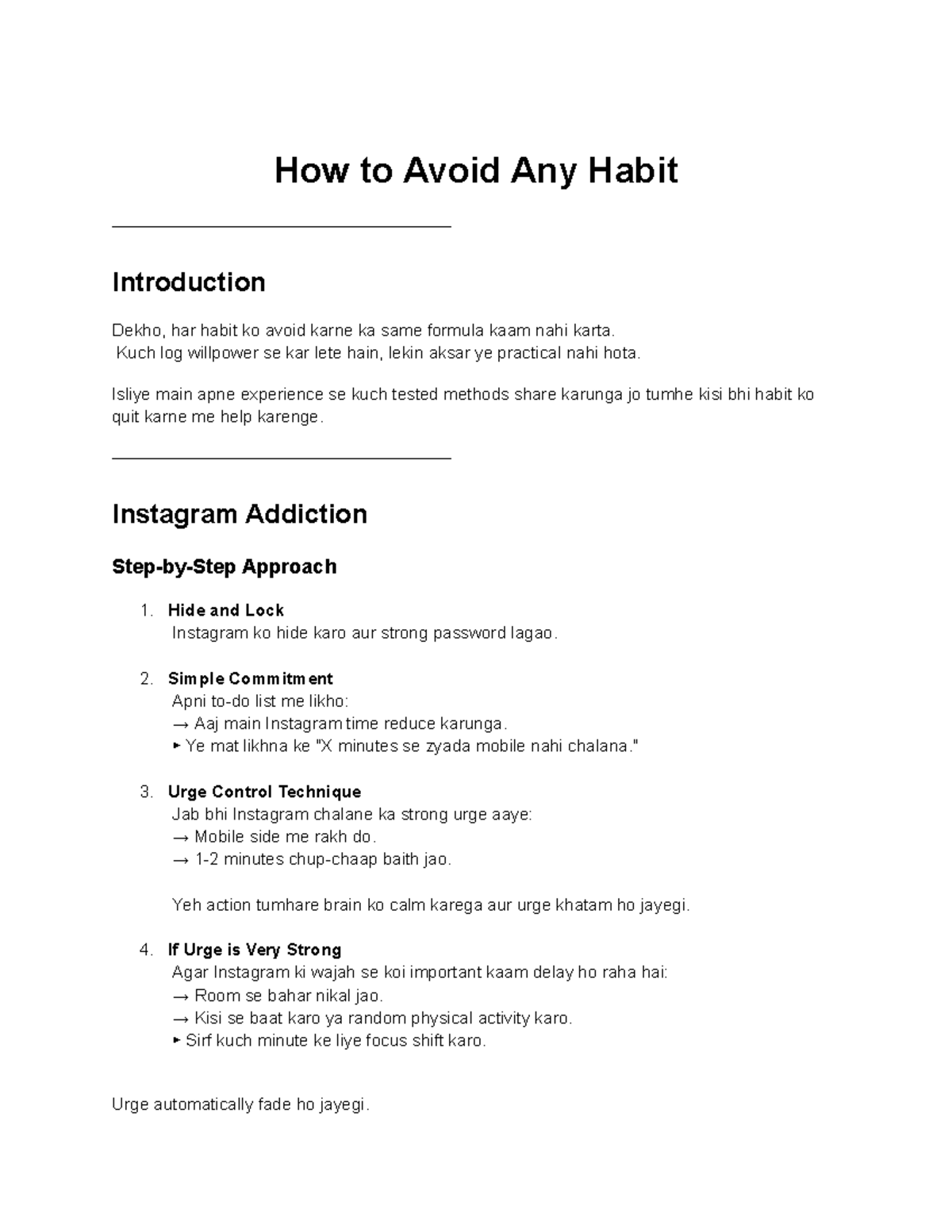 Avoiding Bad Habits: Effective Strategies and Tips - Studocu