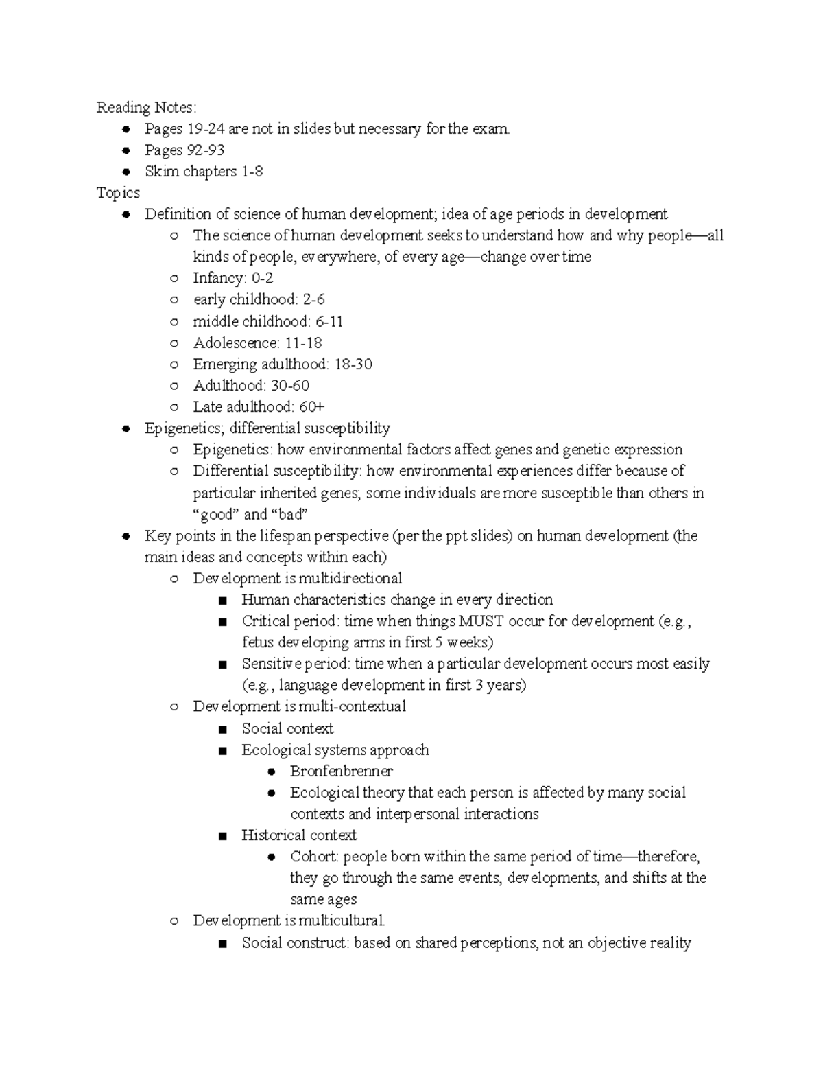 Developmental Psychology 101: Exam 1 Study Guide & Key Concepts - Studocu