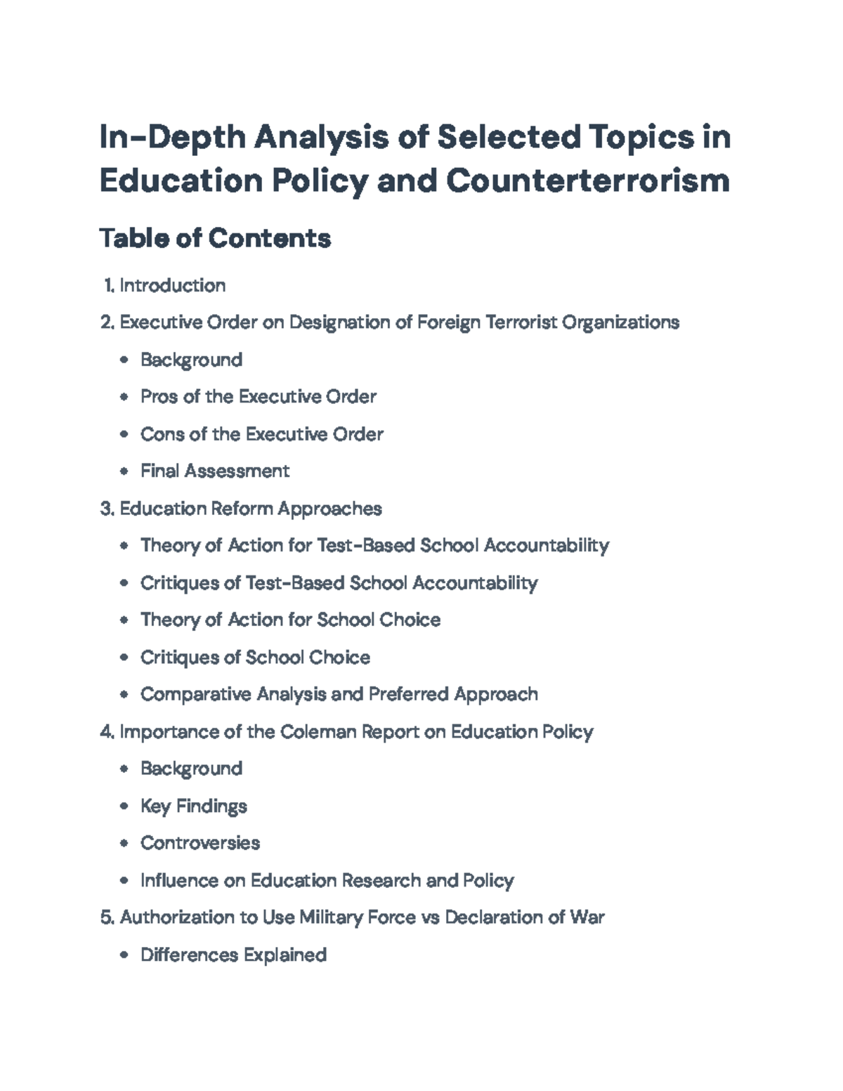In-Depth Analysis of Education Policy & Counterterrorism Issues - In ...