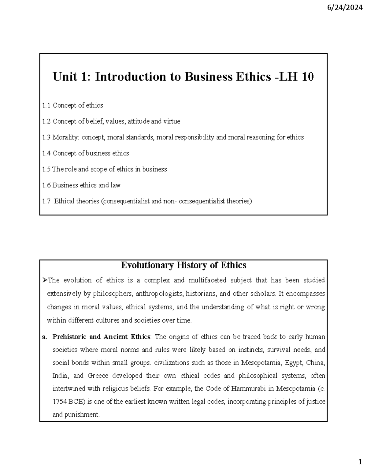 Chapter 1 - Introduction to Business Ethics (LH 10) - Studocu