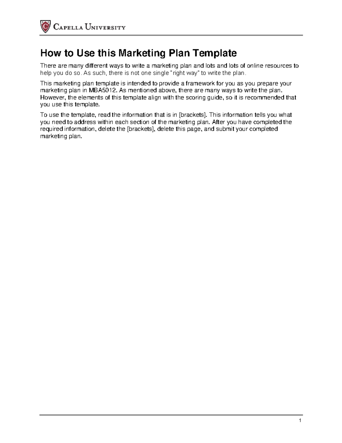 MBA-FPX5012 Marketing Plan Template & Guidelines for Success - Studocu