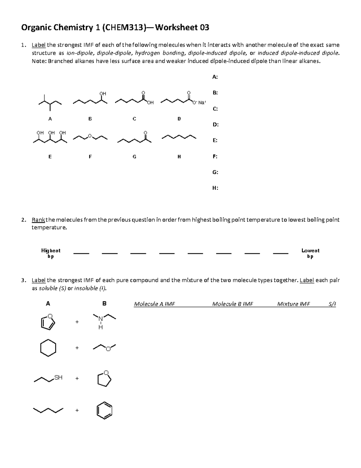 Organic Chemistry 1 03: Intermolecular Forces & Functional Groups ...