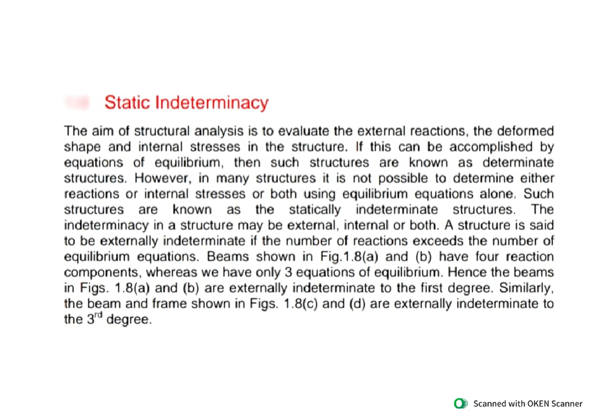 Structural Analysis 1 - Static Indeterminacy, External and Internal Indeterminate Structures ...