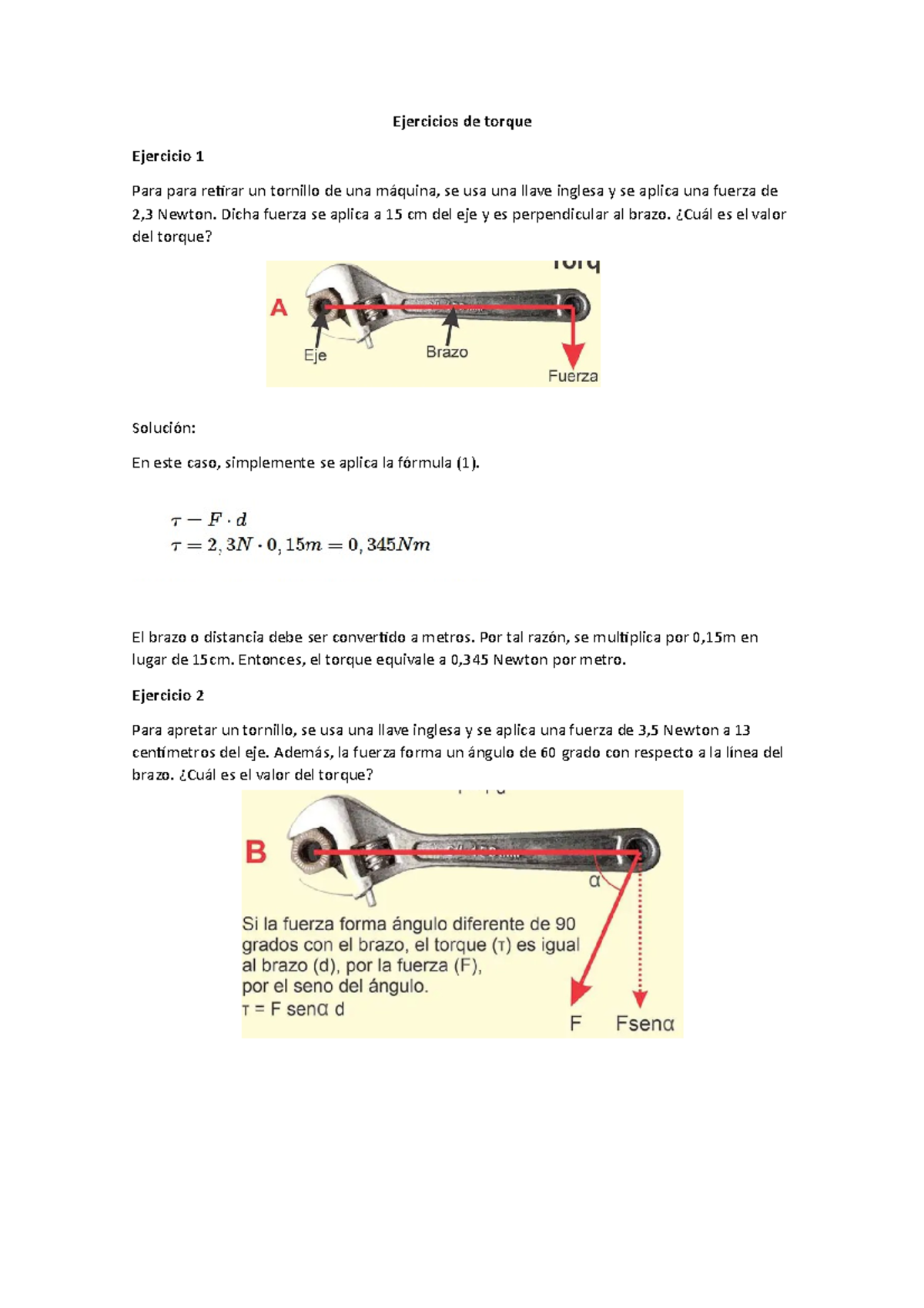 Ejercicios de Torque Fáciles - Conceptos y Cálculos Básicos - Studocu