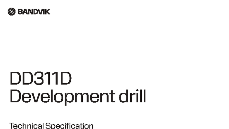 DD311D Technical Specification Sheet for Sandvik Rock Drill - Studocu