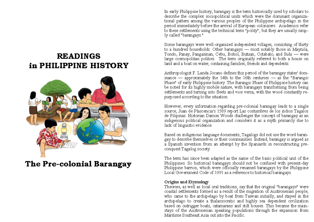 Barangay in Philippine History: A Study of Pre-colonial Societies - Studocu