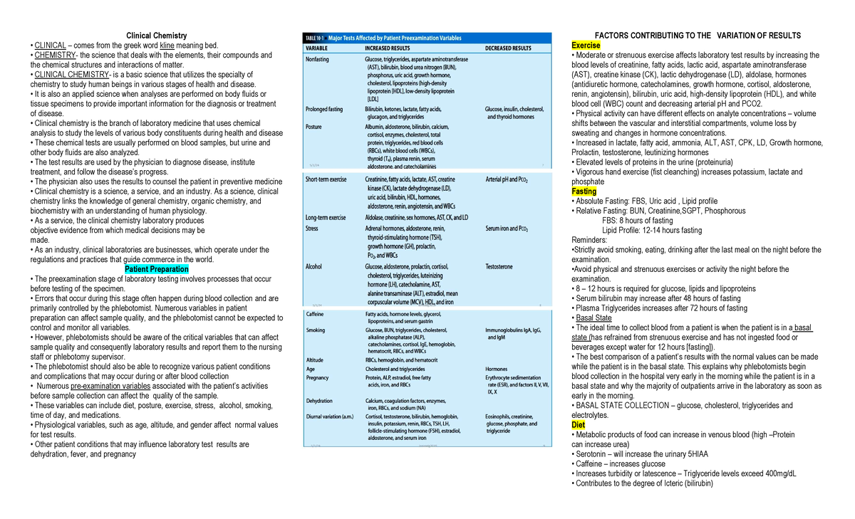 Clinical Chemistry - Transes - Clinical Chemistry CLINICAL – comes from ...