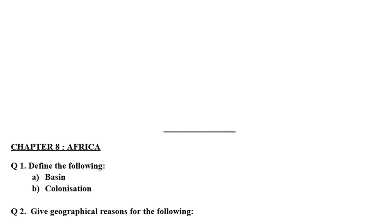 CHAPTER 8: AFRICA - Geography & Colonization Insights - Studocu
