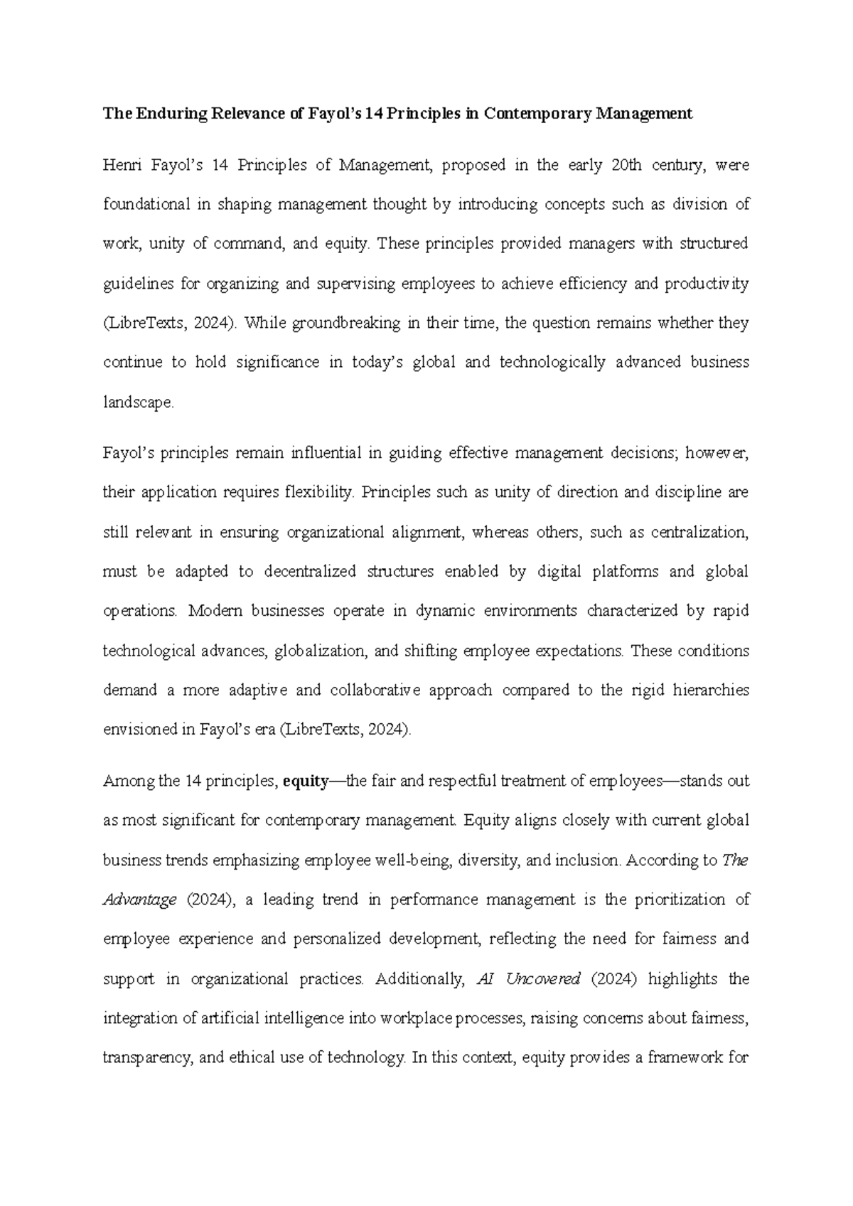 Discussion Forum Unit 2: Relevance of Henri's 14 Principles in Modern ...