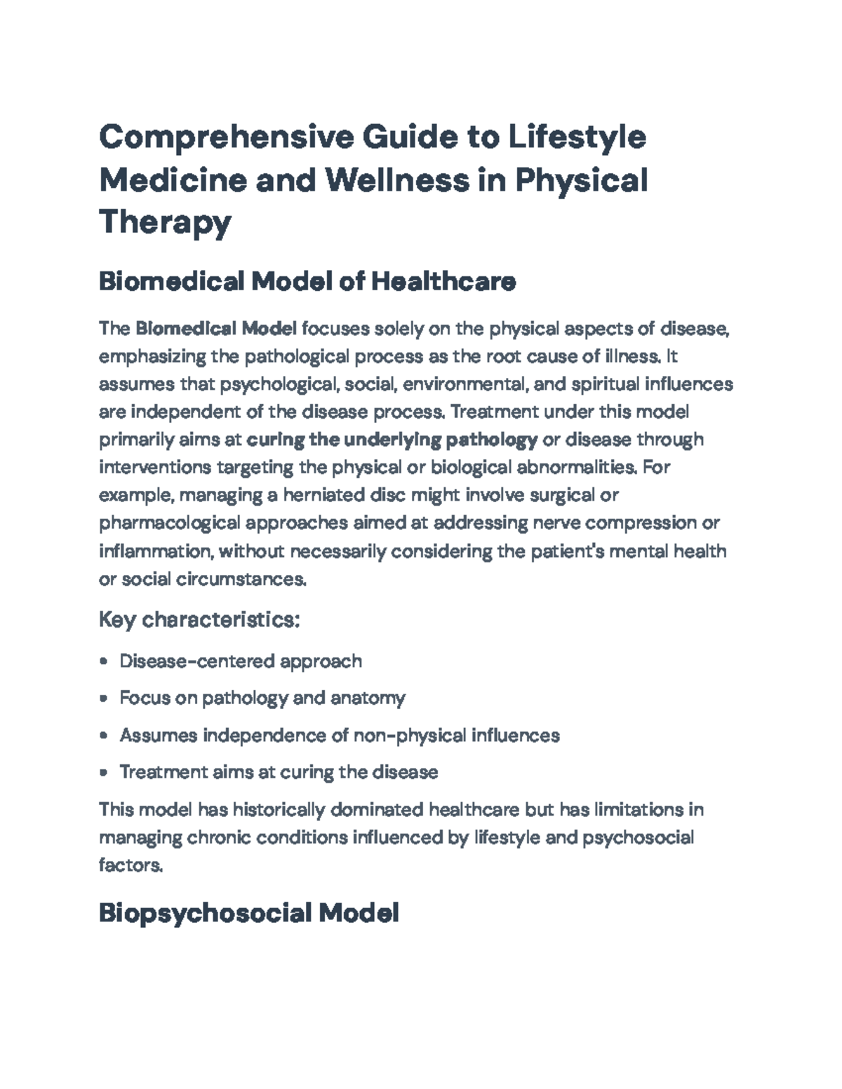 Comprehensive Overview of Lifestyle Medicine in PT: A Holistic Approach ...