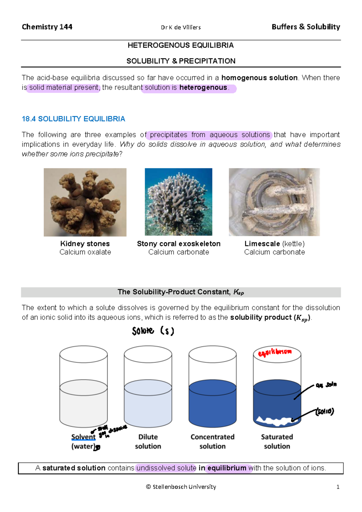 Chemistry 144 Final Exam Study Notes: Buffers & Solubility Equilibria ...