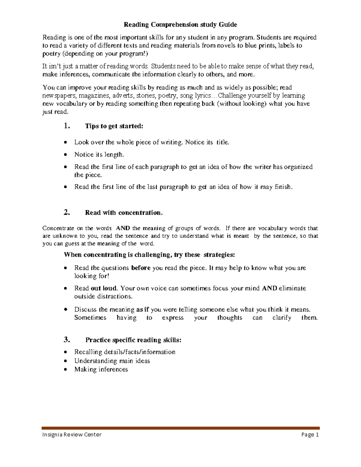 English Reviewer for CSE Part 3 - Reading Comprehension study Guide ...
