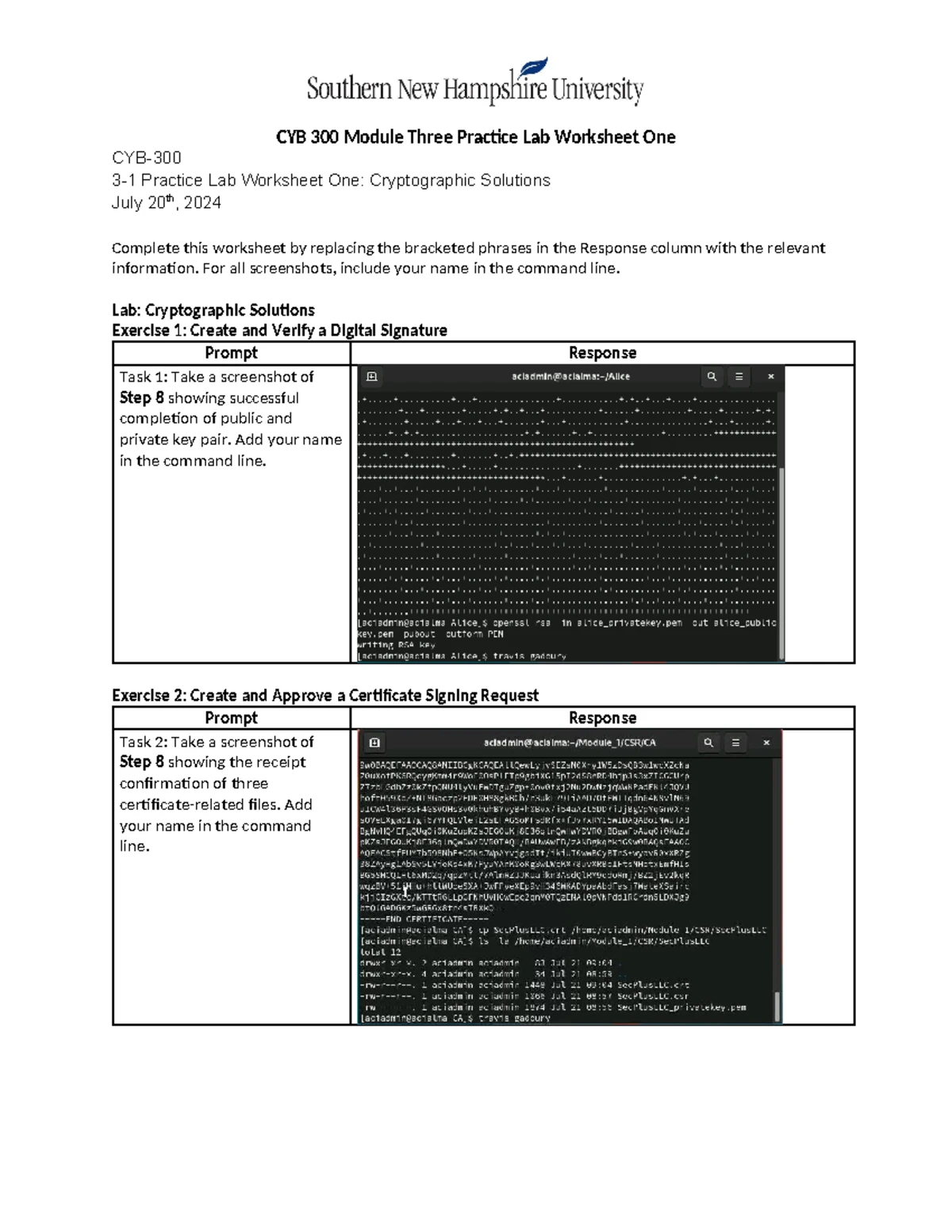 CYB 300 5-1 Lab: Public Key Infrastructure Implementation Worksheet - Studocu