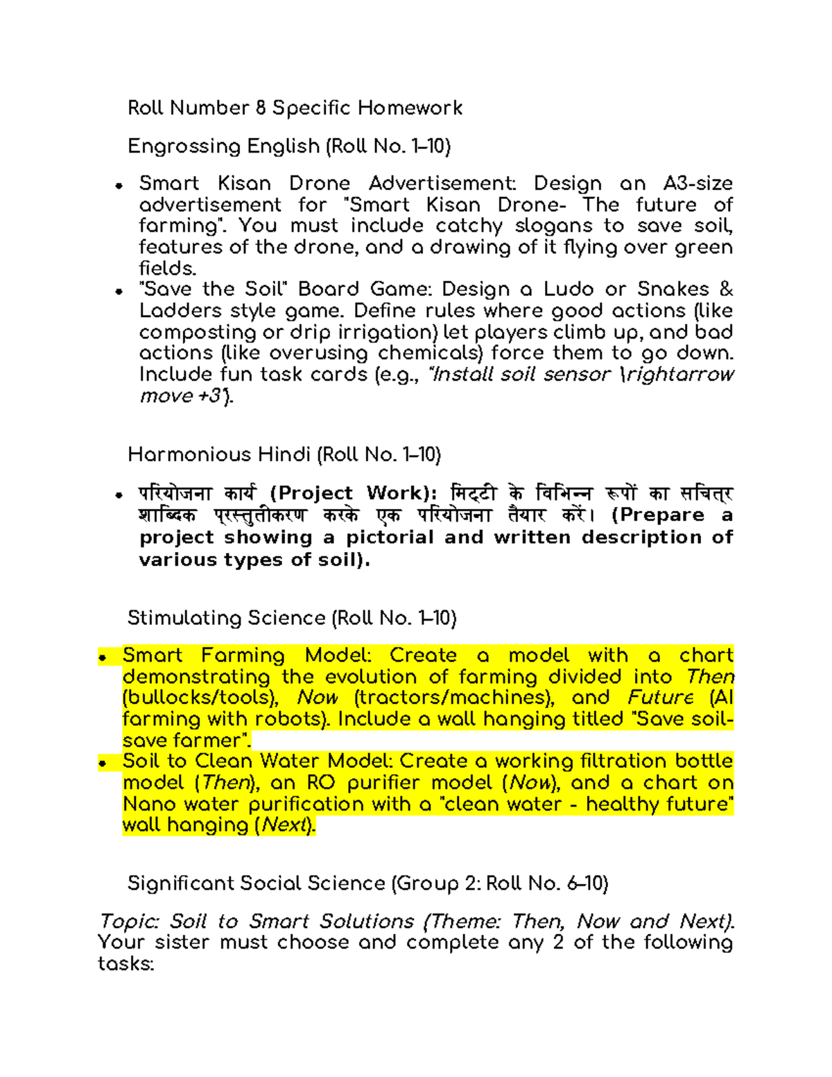 Roll No. 8: Creative Project Tasks for Engaging Learning Activities ...
