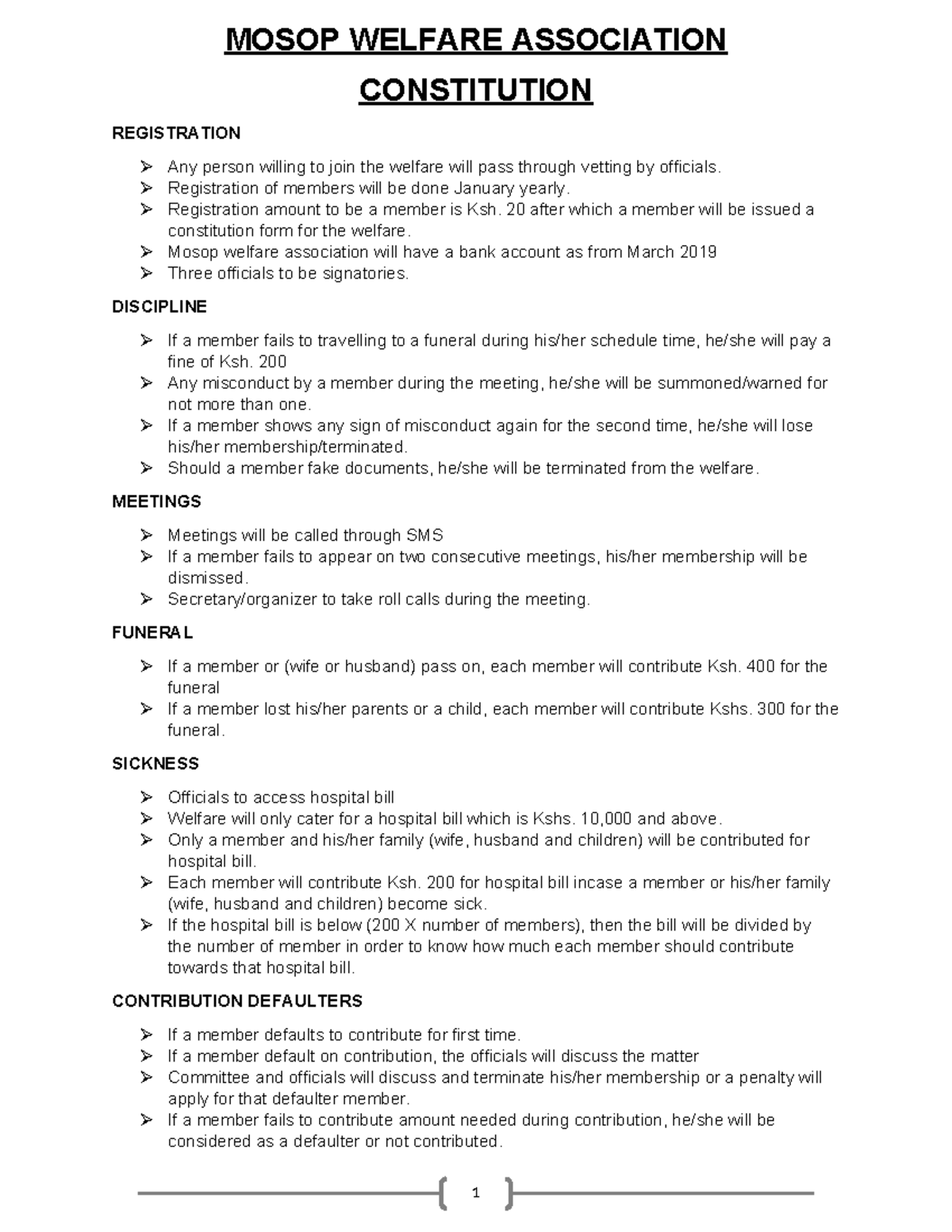 MOSOP WELFARE ASSOC Constitution: Member Registration & Rules - Studocu