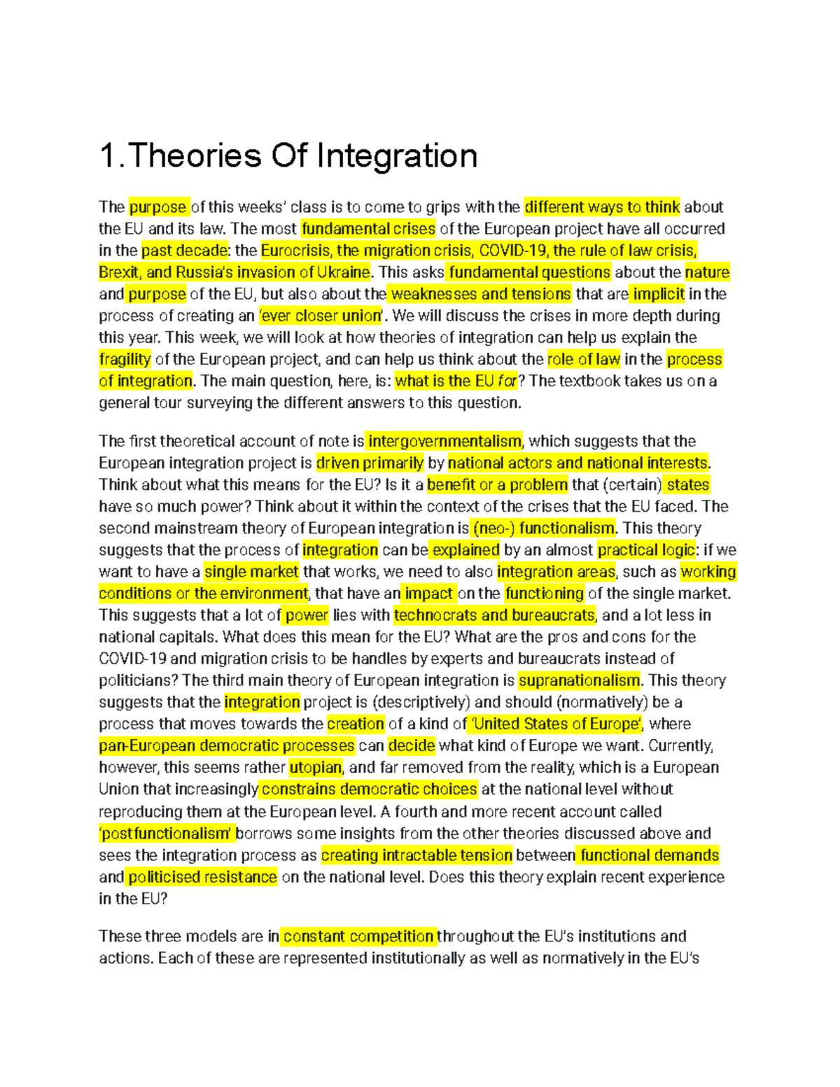 WEEK 2: Theories OF Integration - 1 Of Integration The purpose of this ...