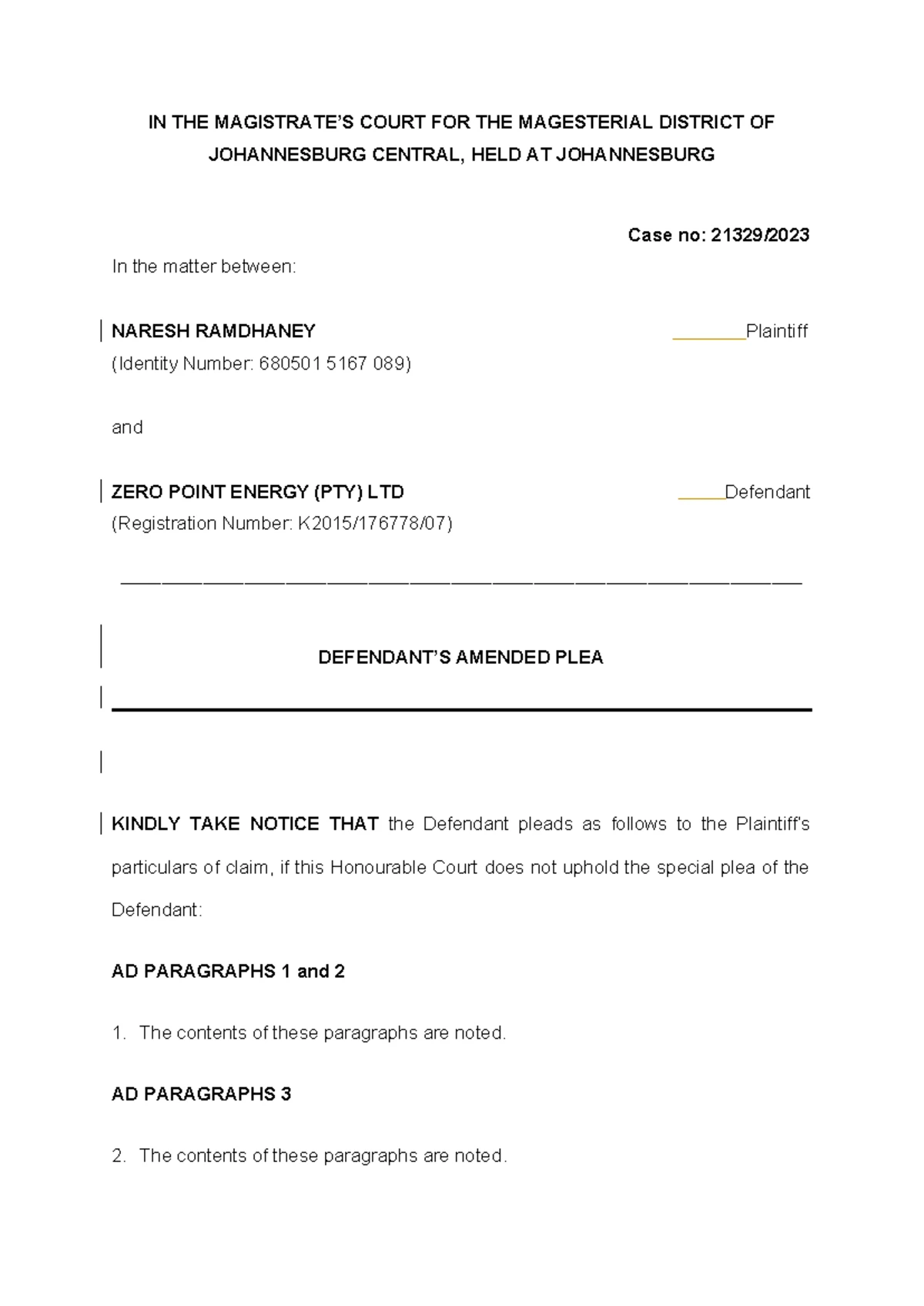 Hearing Date Application Form ANN 4: Gauteng High Court Pta & Jhb - Studocu