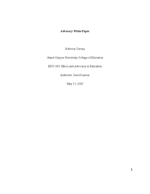 EDU-330 White Paper: Selecting Topics for Multicultural Education ...