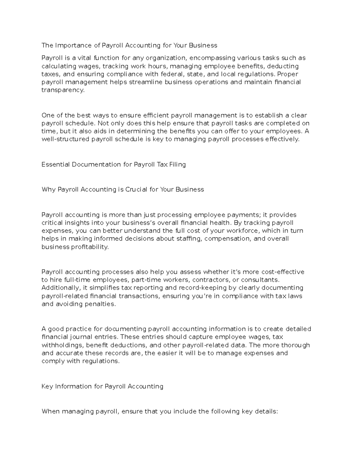 The Importance of Payroll Accounting for Your Business - Proper payroll ...