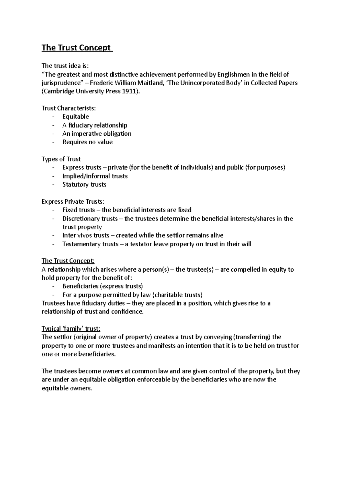 2. Trusts Law: Understanding the Trust Concept and Its Principles - Studocu