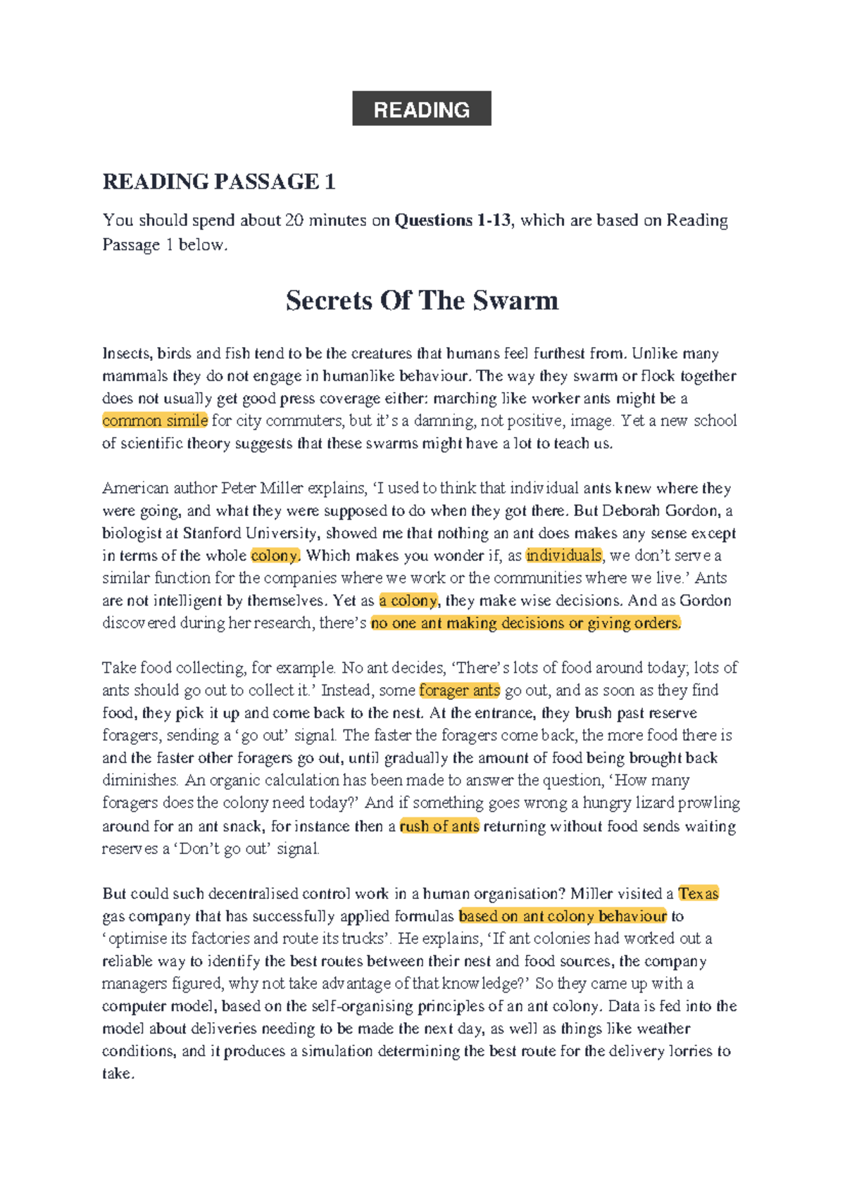 Ielts Reading TEST - Sample - READING PASSAGE 1 You should spend about ...