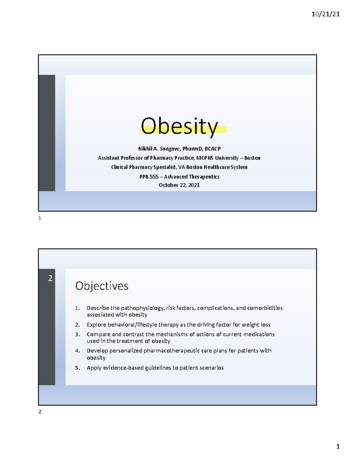 Obesity Lecture Notes 2021: Understanding Pathophysiology & Treatment ...