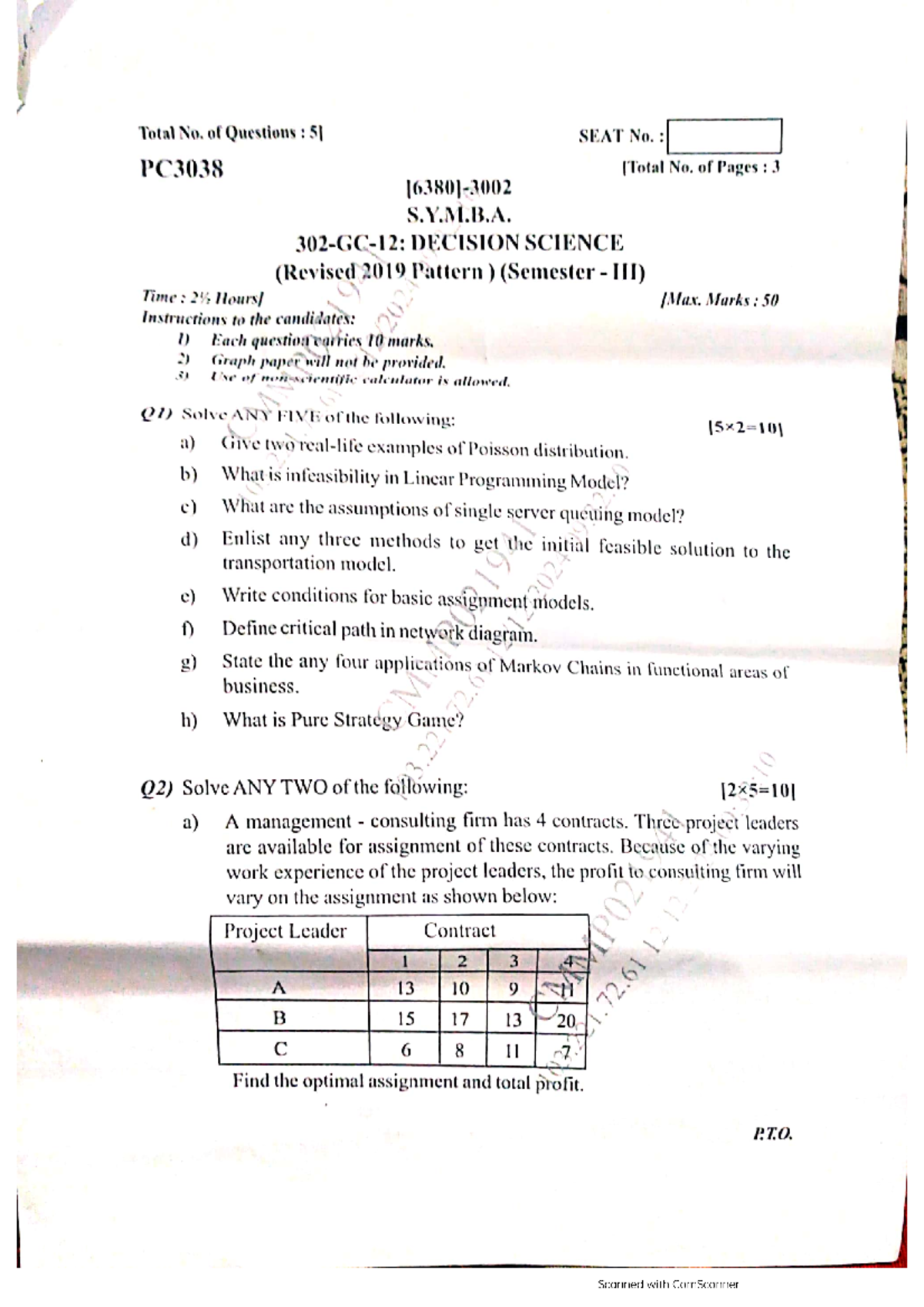 302 Decision Science - Semester Question Paper with Solutions - Studocu