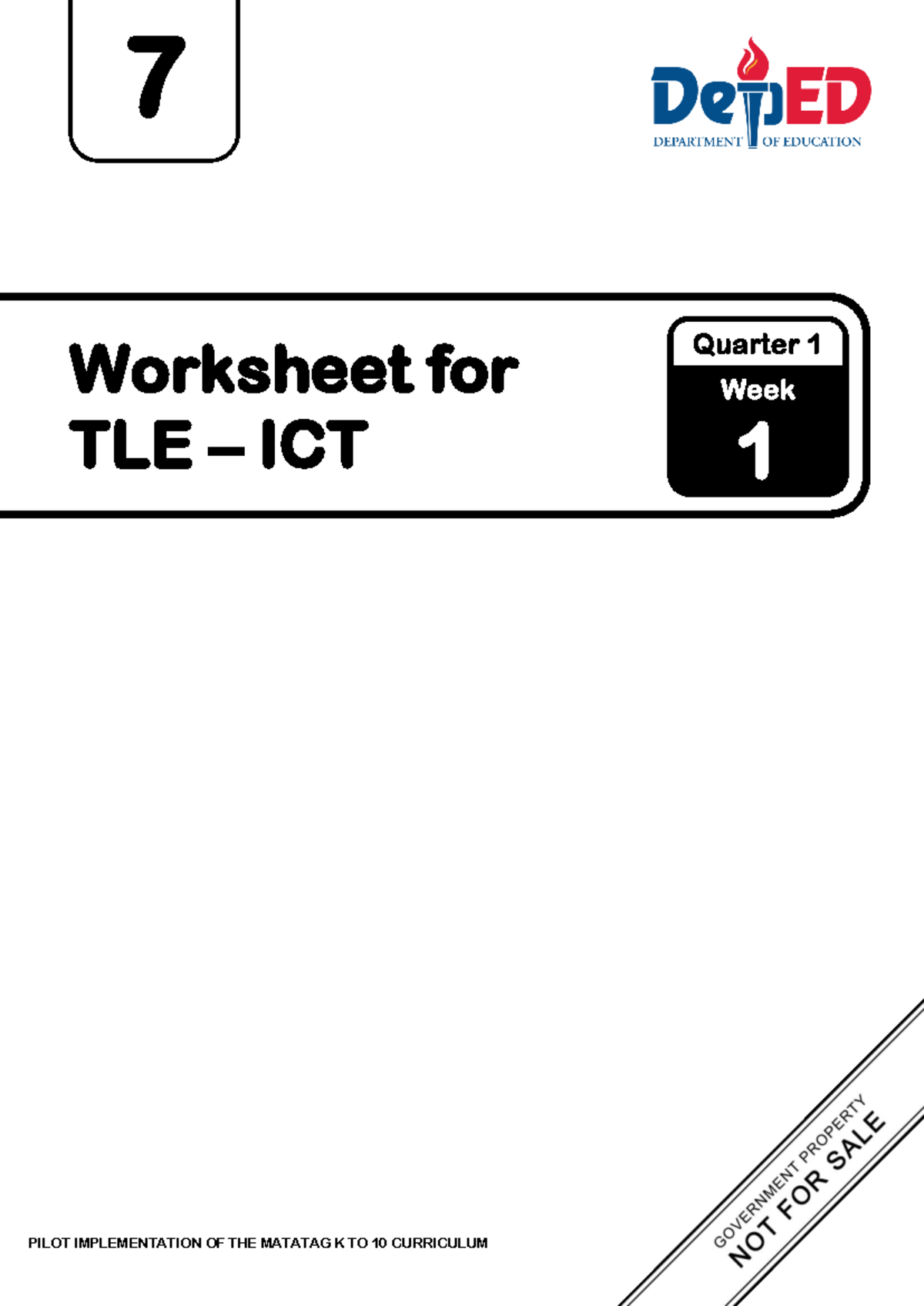 WS-TLE-ICT7 W1 v2 - ICT - PILOT IMPLEMENTATION OF THE MATATAG K TO 10 ...
