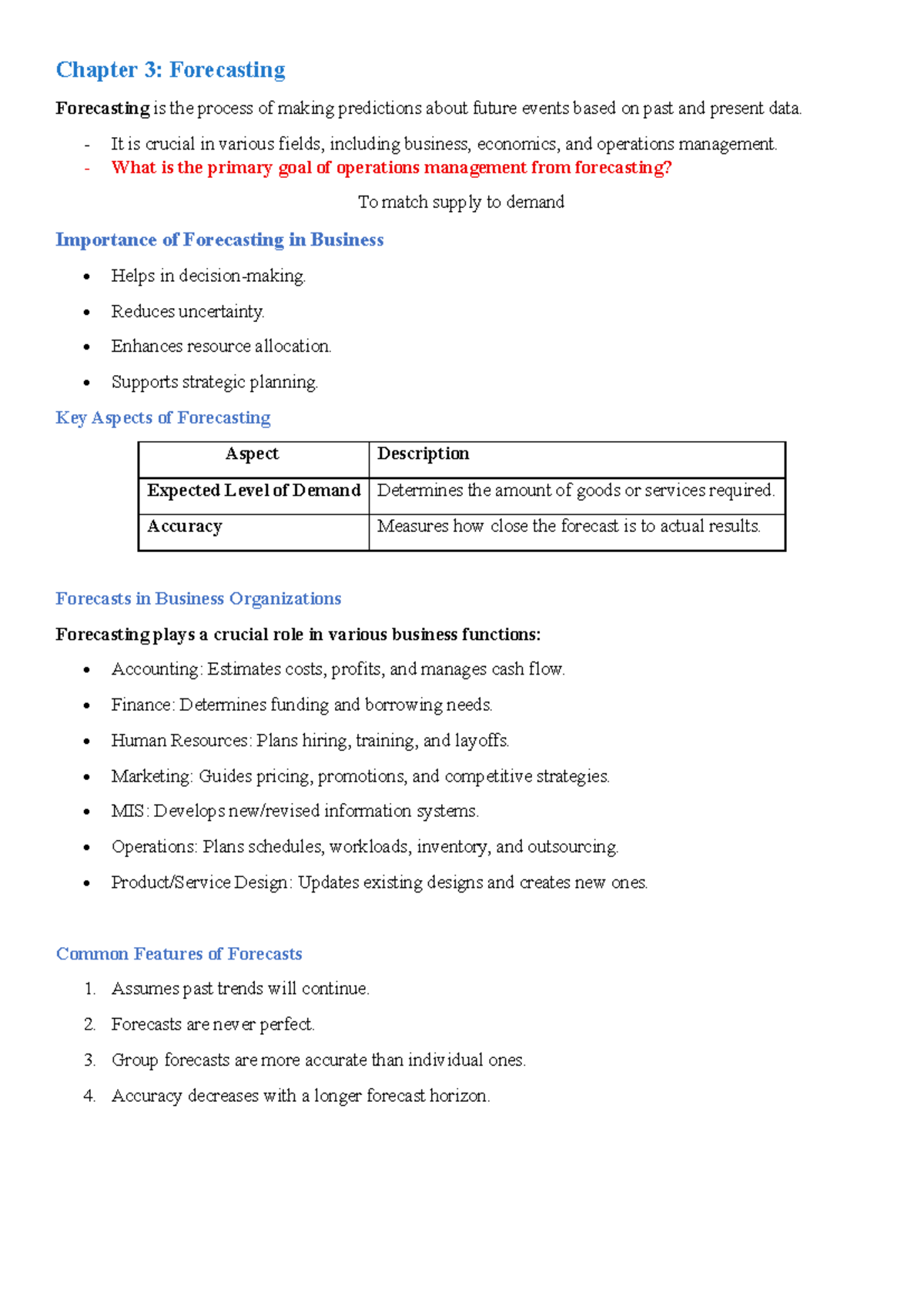 L3-4 - Ch 3: Understanding Forecasting Techniques and Importance - Studocu