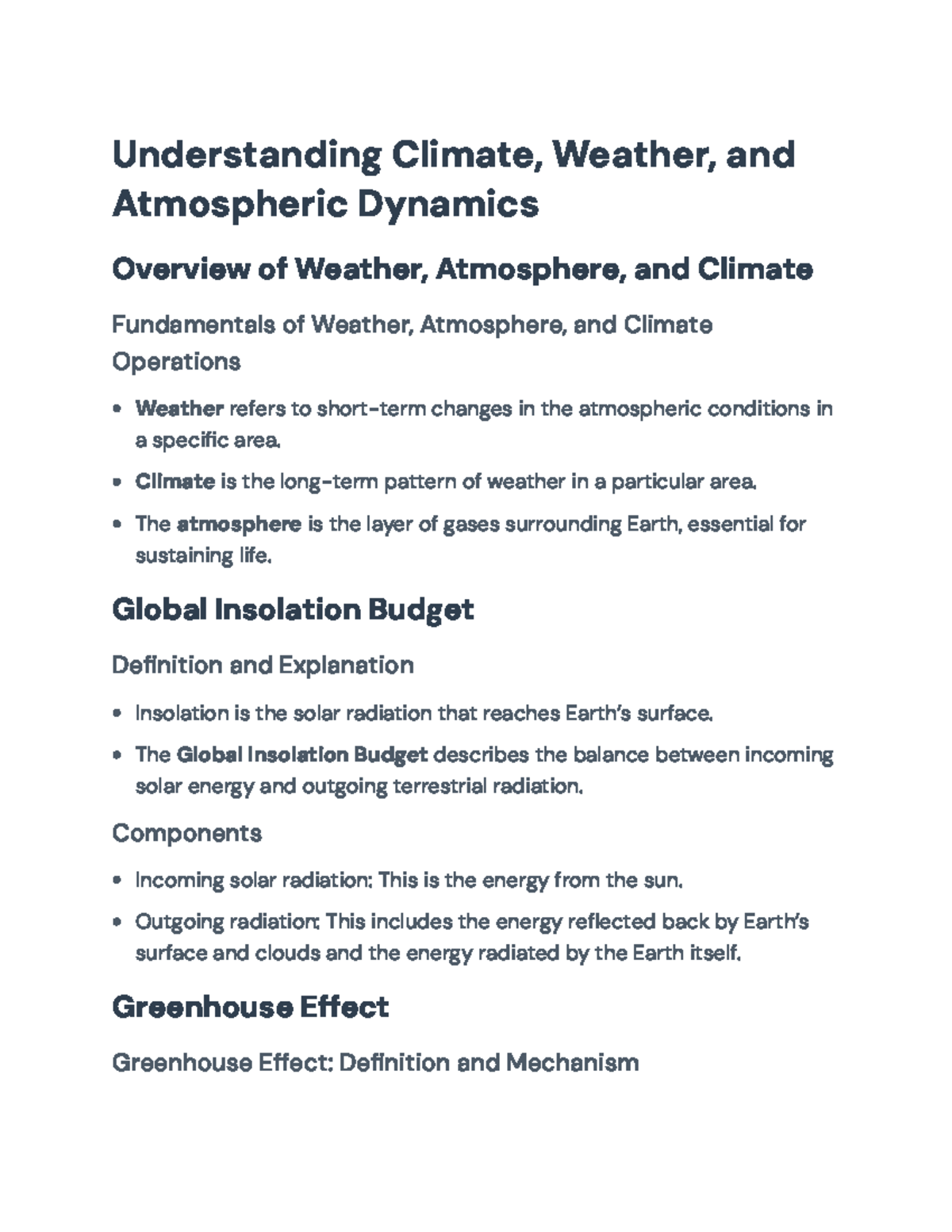 Understanding Climate and Atmospheric Dynamics: Key Concepts and ...