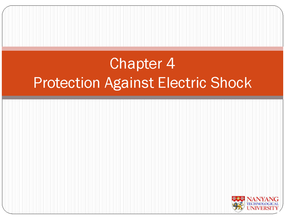 Chapter 4: Protection Against Electric Shock - Key Concepts & Measures ...