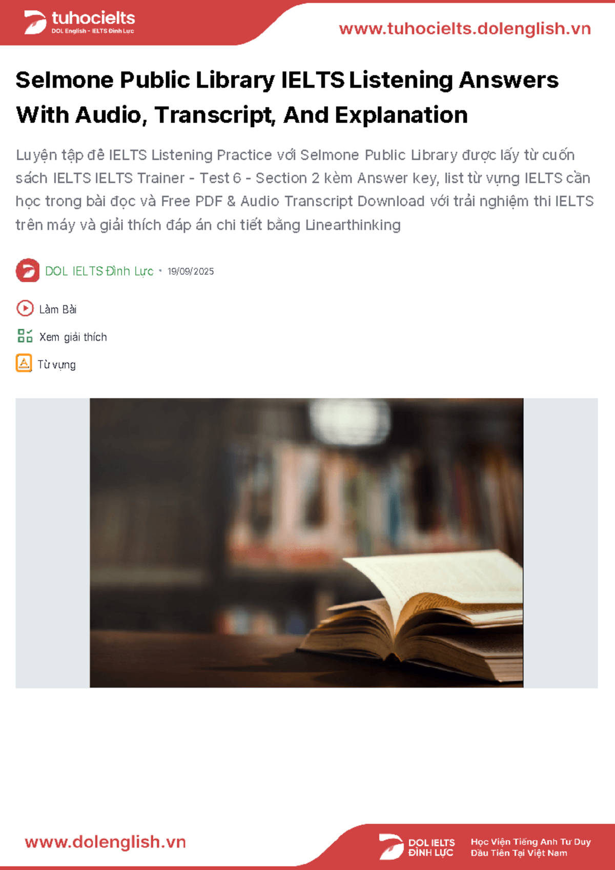 Selmone Public Library IELTS Listening Practice: Audio, Transcript ...