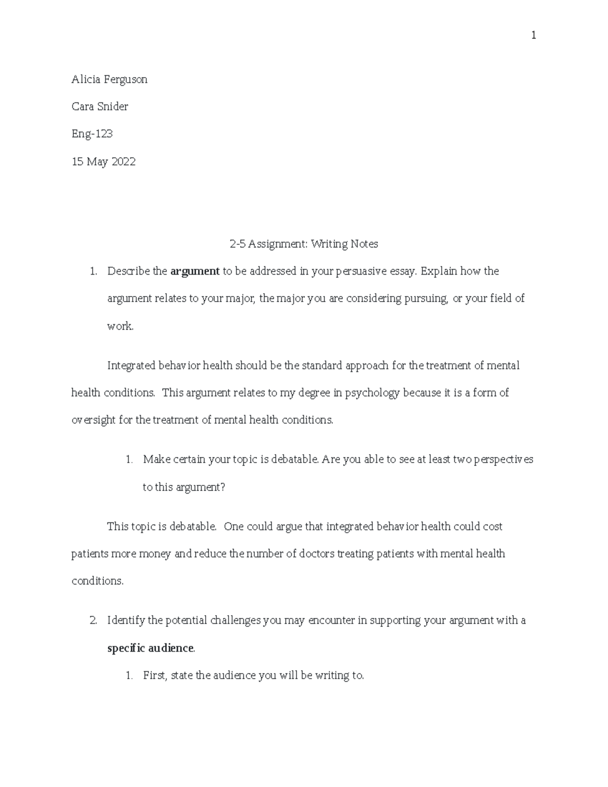 2-5 Assignment Writing Notes - Alicia Ferguson Cara Snider Eng- 15 May ...