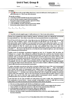 New Password B2 UT 5A - TESTY - Unit 5 Test | Group A Name ...