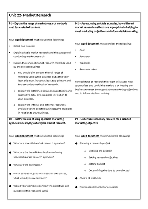 Unit 22-assignment 1 market research - Market Research This report will ...