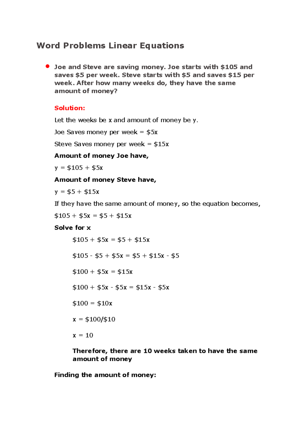 Word Problems on Linear Equation-Equations in Two Variables - Word ...
