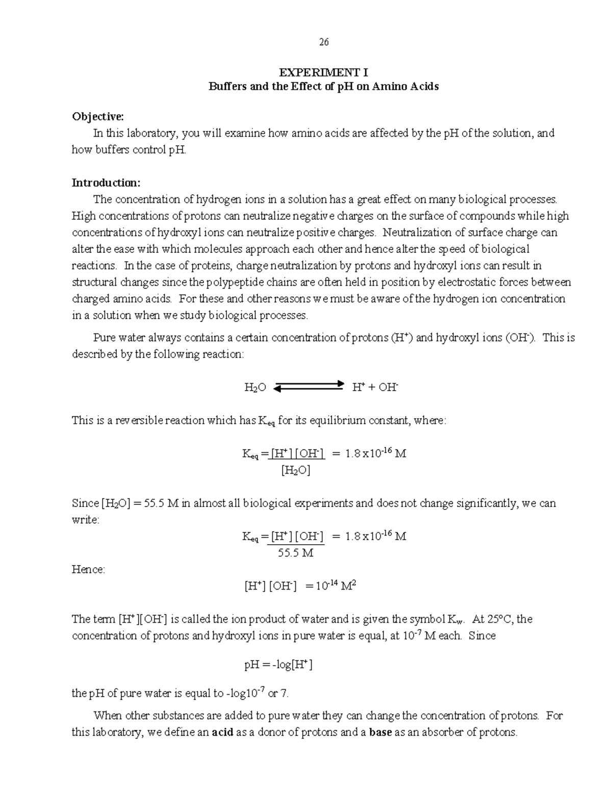Biol 2200 Lab 1: Buffers & pH Effects on Amino Acids - Studocu
