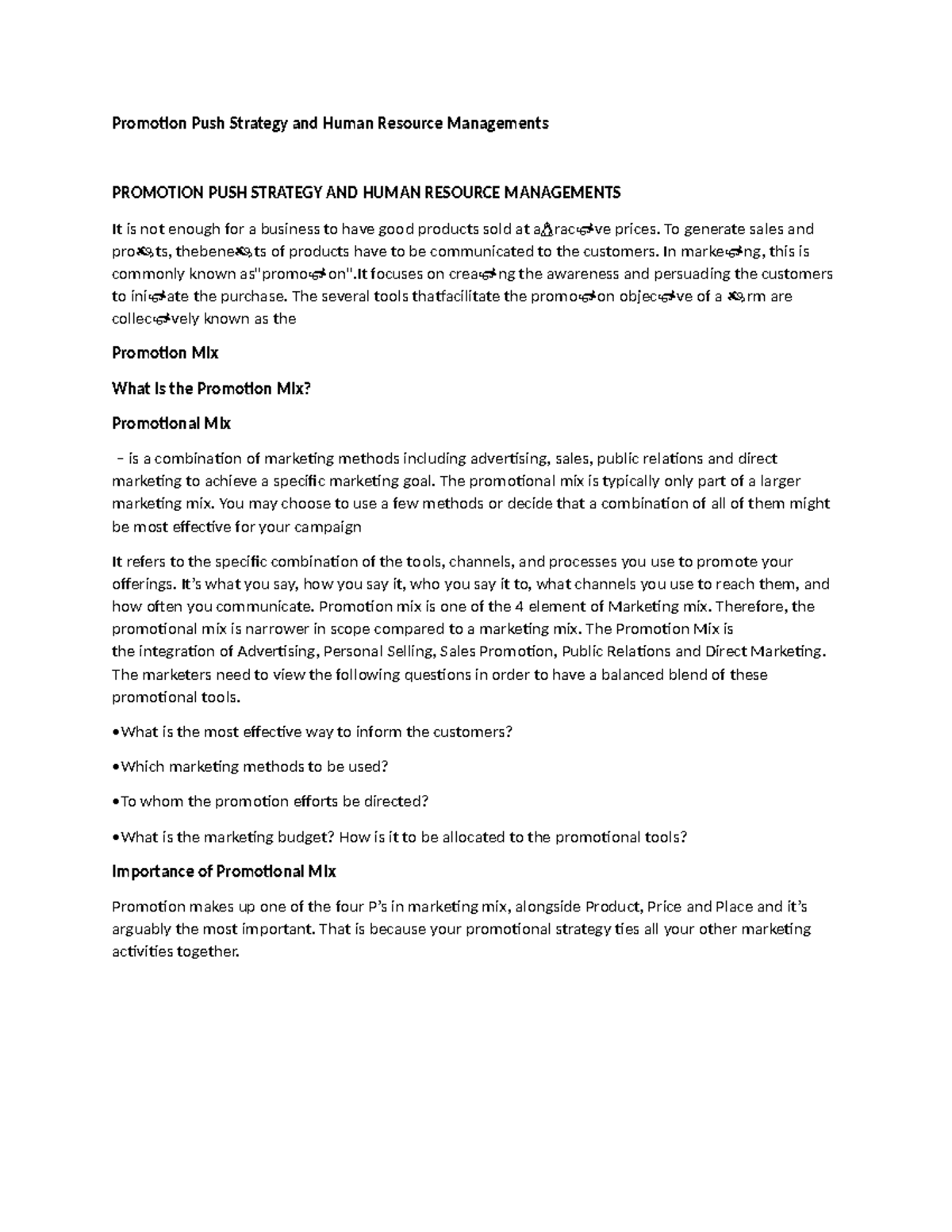 Lesson 7: Push Promotion Strategy & HR Management for Marketing Mix ...