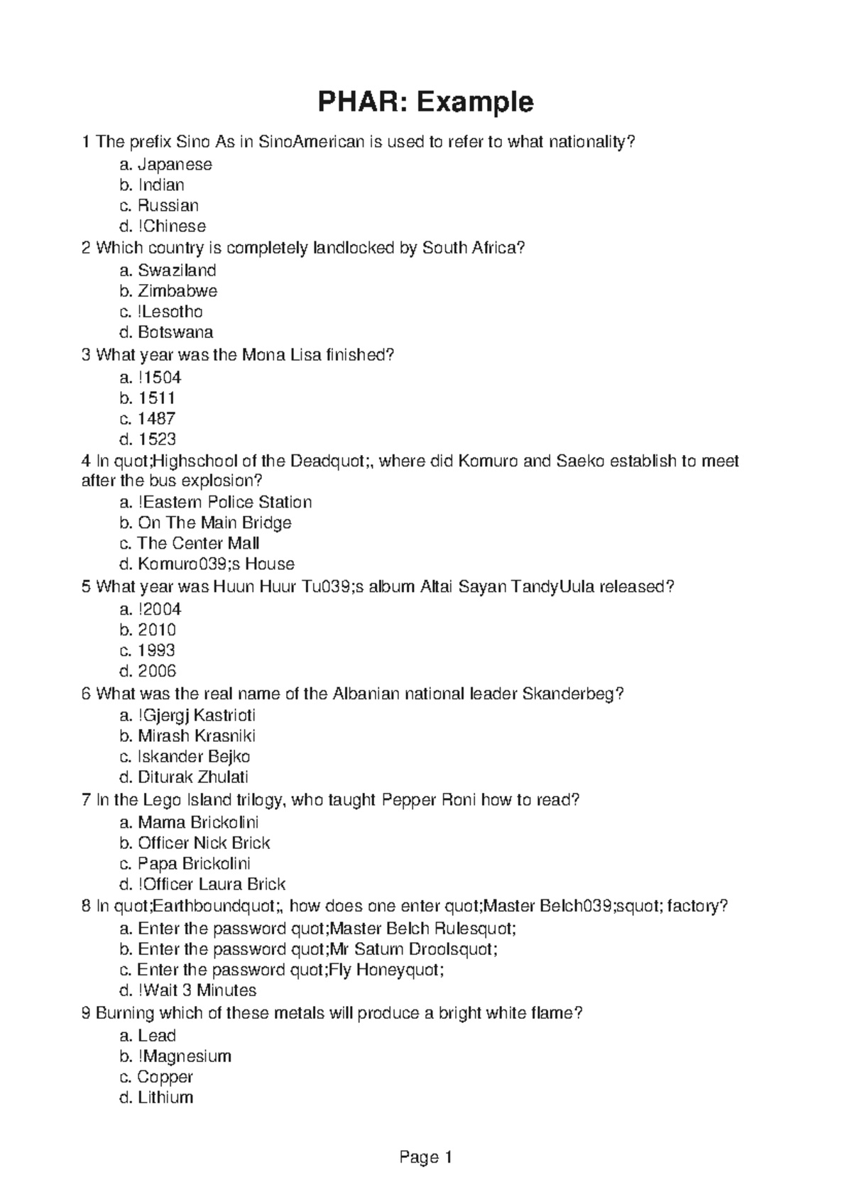 PHAR203 Solutions to Example Questions and Answers - Studocu