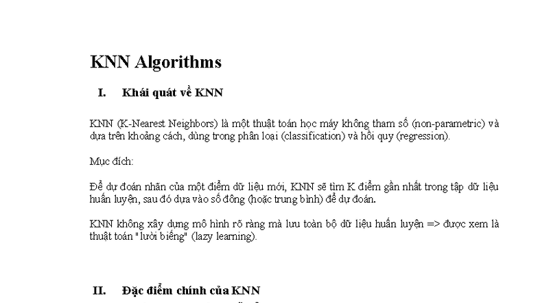 KNN Algorithms - Tóm tắt và Ứng dụng trong Scikit Learn - Studocu