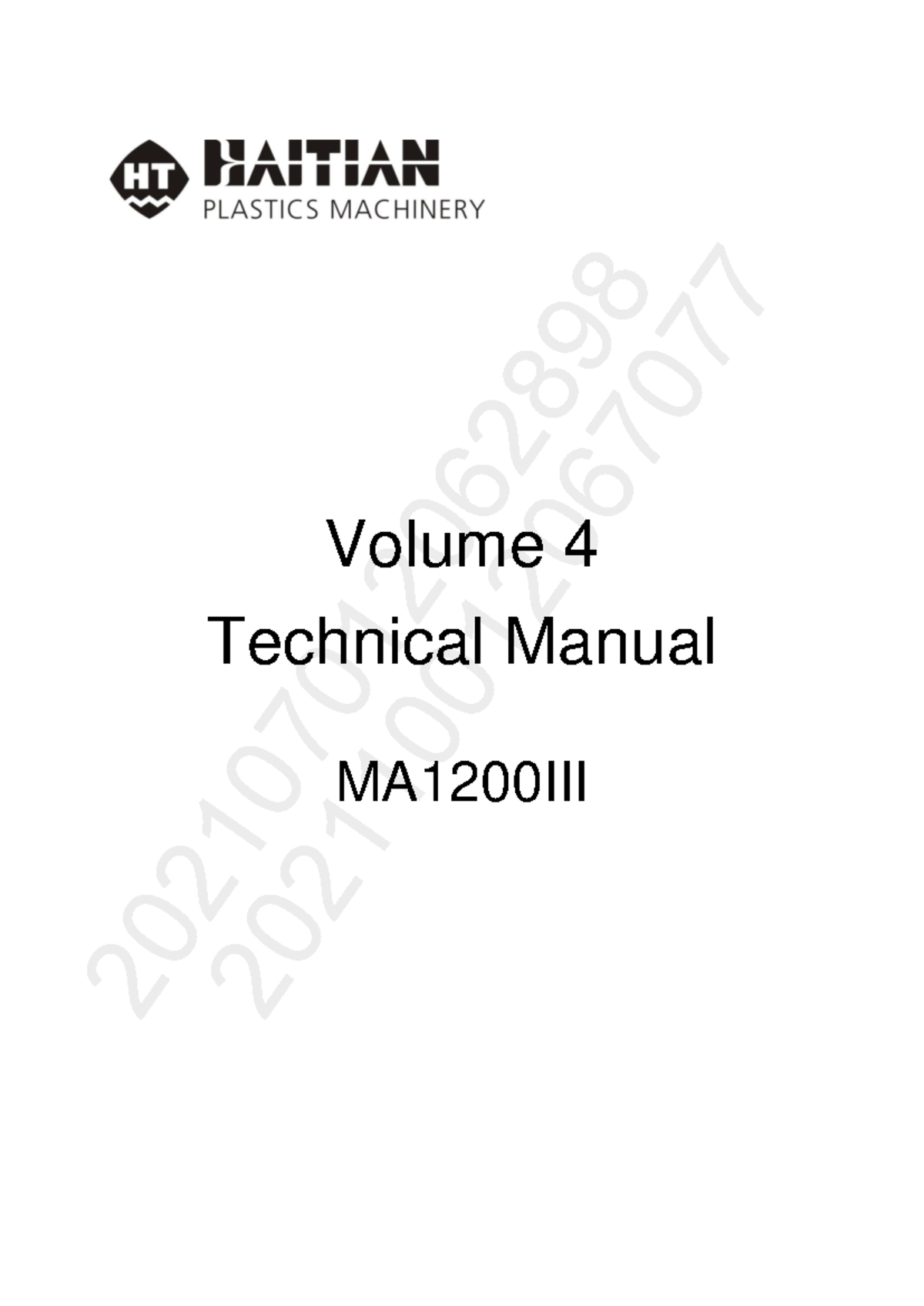 Volume 4 Technical Manual: Machine Parameters & Installation Details - Studocu