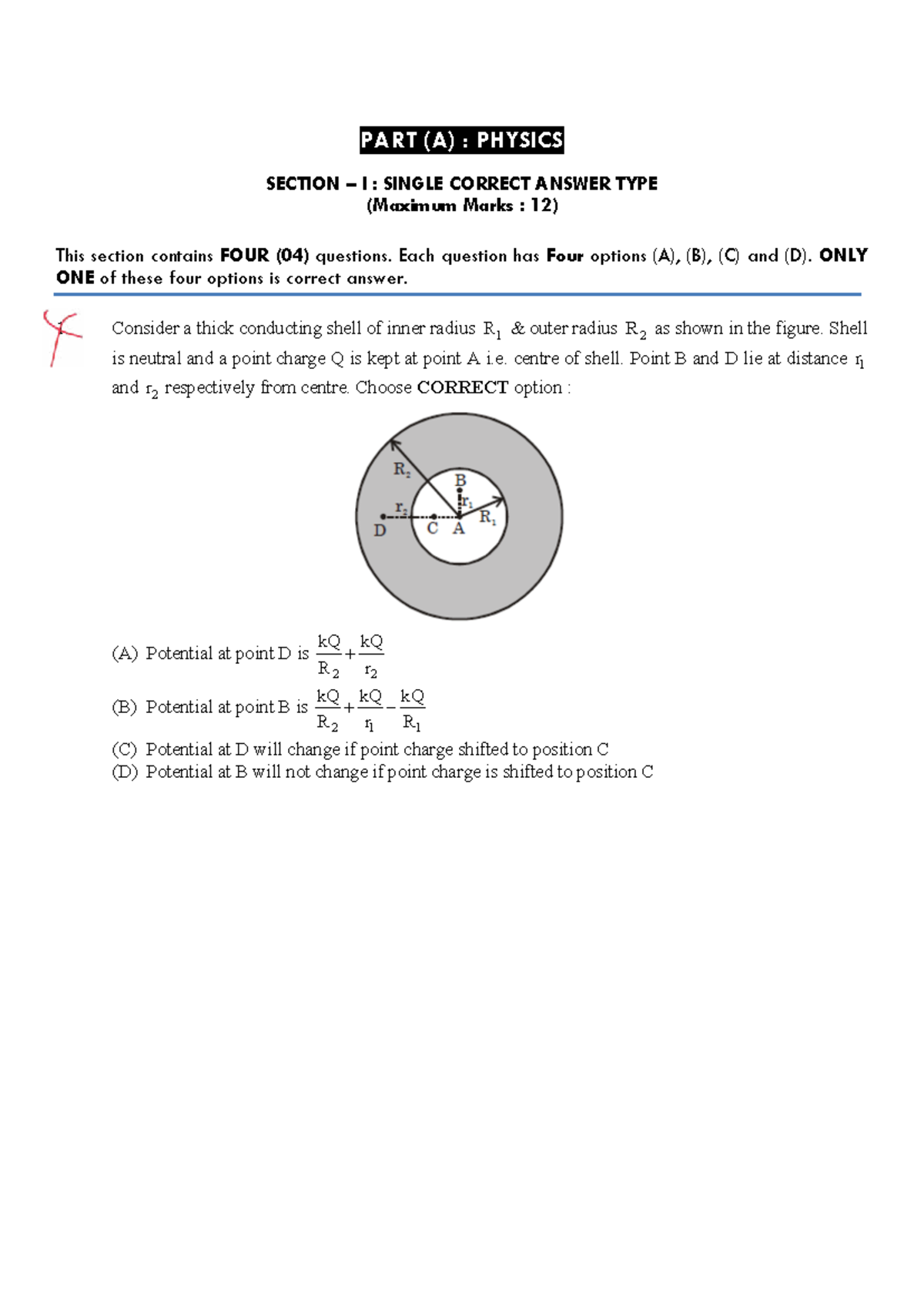 Major Test 4: Physics (Paper 1) Code 11 - Practice Questions - Studocu