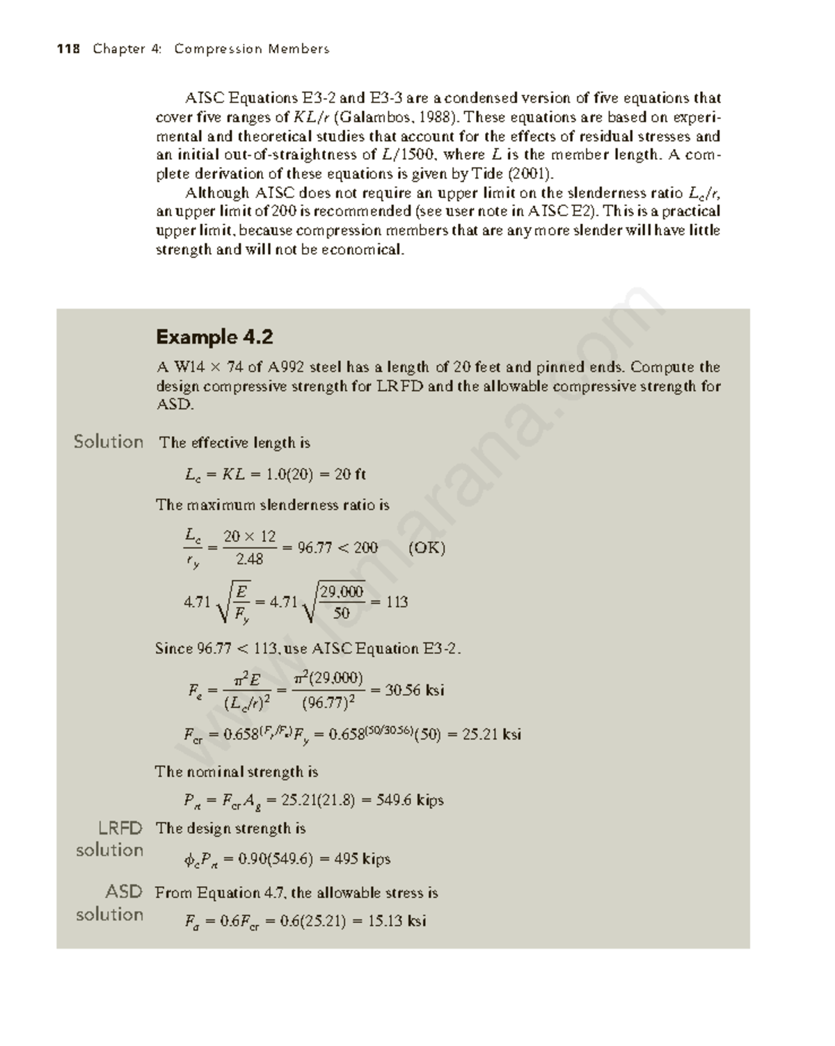 Miembros EN Compresion - Problemas Ejemplos - 118 Chapter 4: Compression Members example 4. A ...