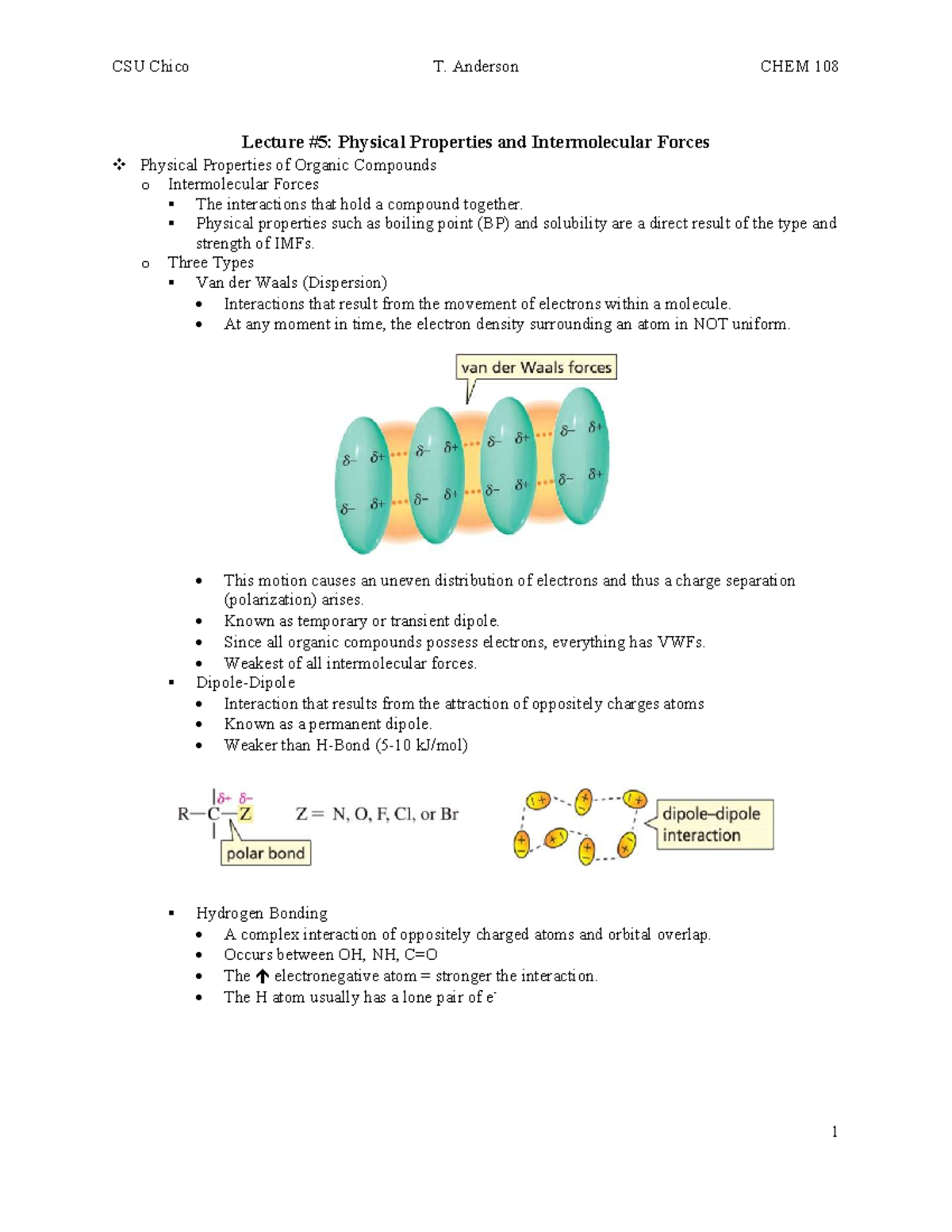 CHEM 108 Lecture 5: Physical Properties & Intermolecular Forces - Studocu