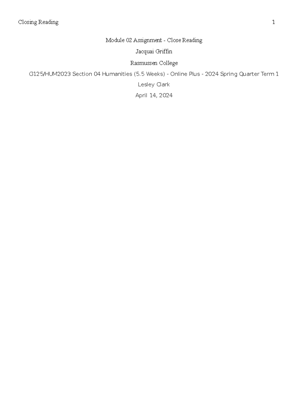 Jgriffin closereading 041424 - Closing Reading 1 Module 02 Assignment ...